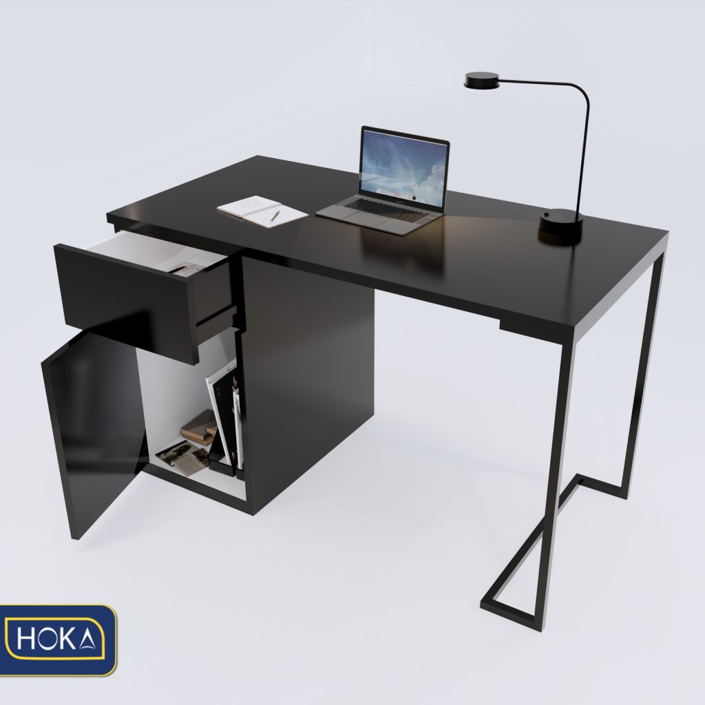Meja Kantor HOKA HFH-S099 Plywood Finishing HPL Kaki Metal Painting ...