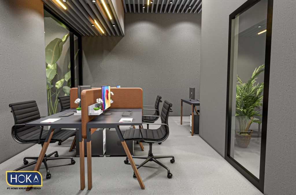 Meja Kantor Meja Staff HOKA HFH-S090 Plywood Finishing HPL Kaki Solid ...