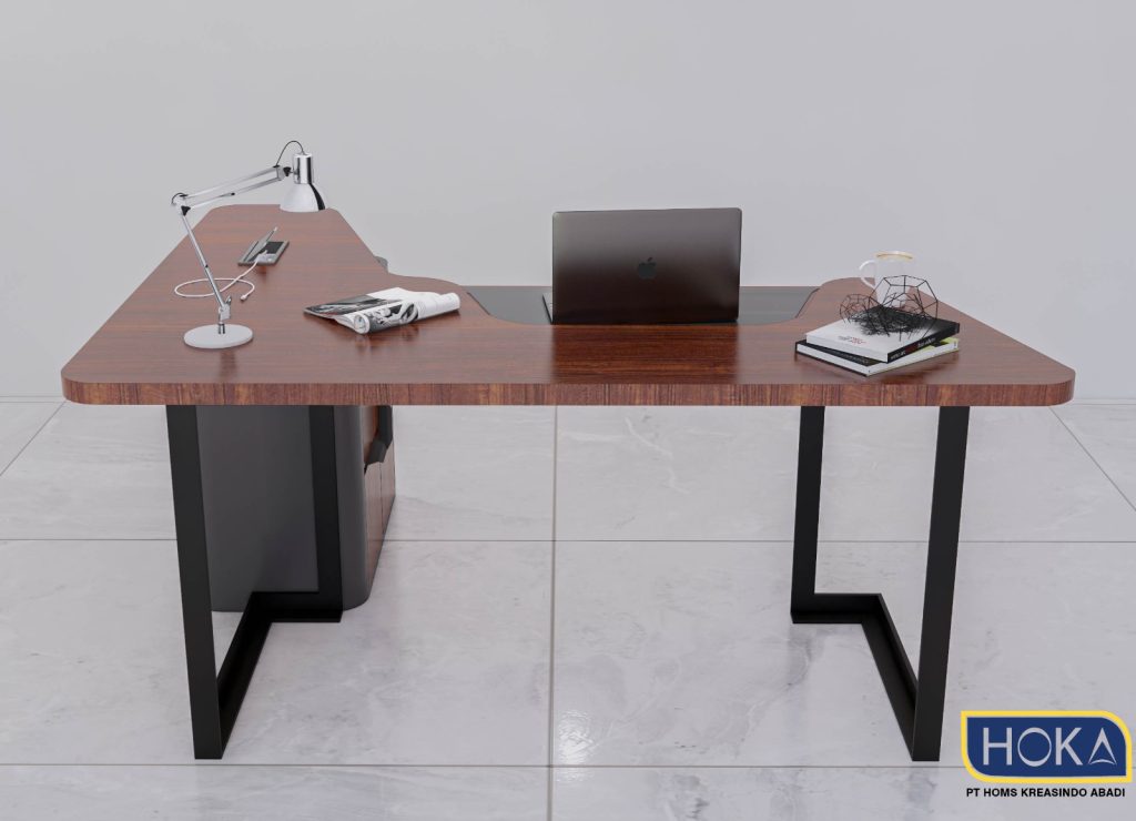 Meja Kantor Meja Direktur HOKA HFH-D137 Plywood Finishing HPL Kaki ...