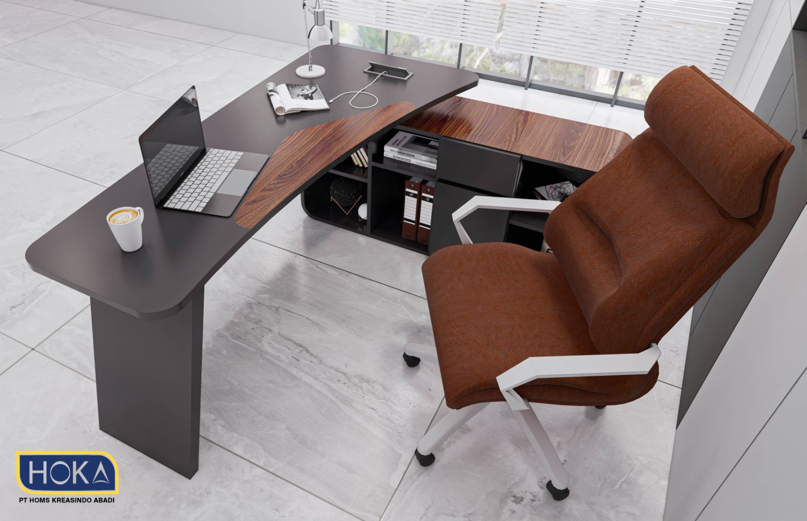 Meja Kantor Meja Direktur HOKA HFH 138 Plywood Finishing HPL Type L ...