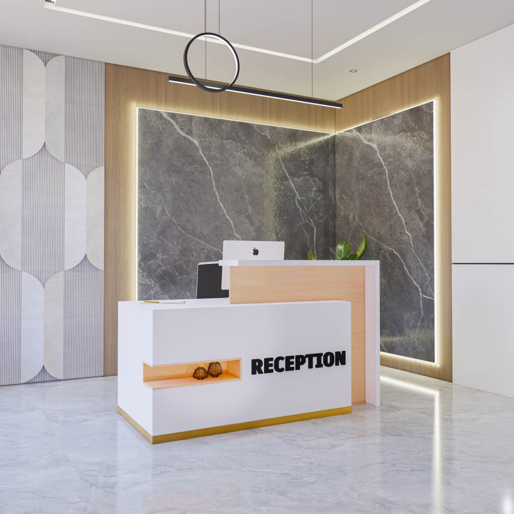 Meja Resepsionis Meja Kasir HMF-R032 HOKA Anti Rayap Tahan Api dan Air ...