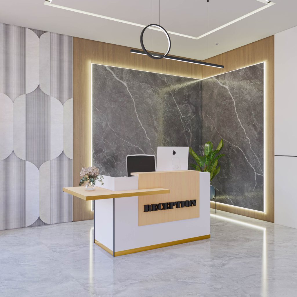 Meja Resepsionis Meja Kasir HMF-R036 HOKA Anti Rayap Tahan Api dan Air ...