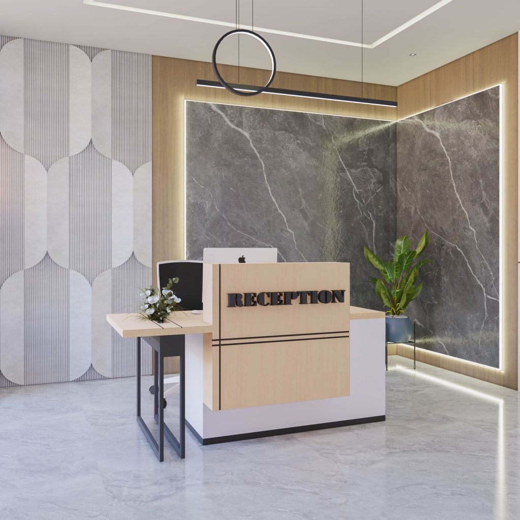 Meja Resepsionis Meja Kasir HMF-R034 HOKA Anti Rayap Tahan Api dan Air ...